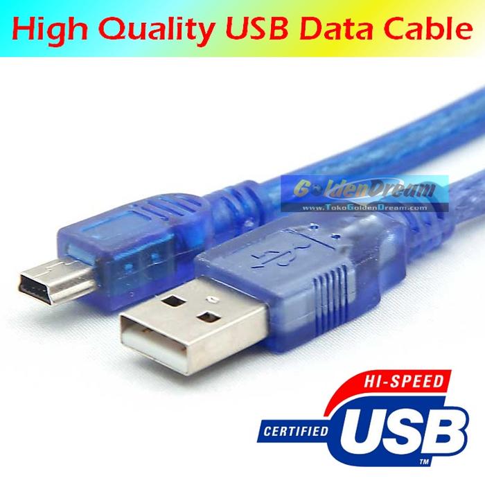 Jual Kabel Data USB A to Mini USB B Male Cable Biru Phone Arduino Nano ...