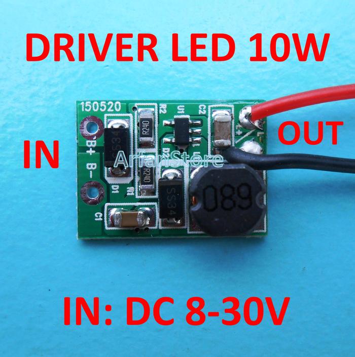 Jual 10W LED Driver 12V 24V In: DC 8-30V Out: 9-12V 900mA 1x10W 3x3W ...