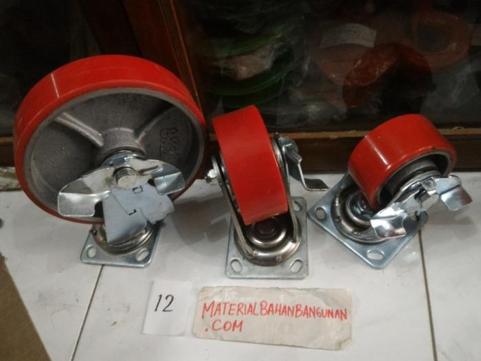 Jual roda 8 inch HIDUP + REM roda polyurethane HEAVY DUTY khusus roda ...