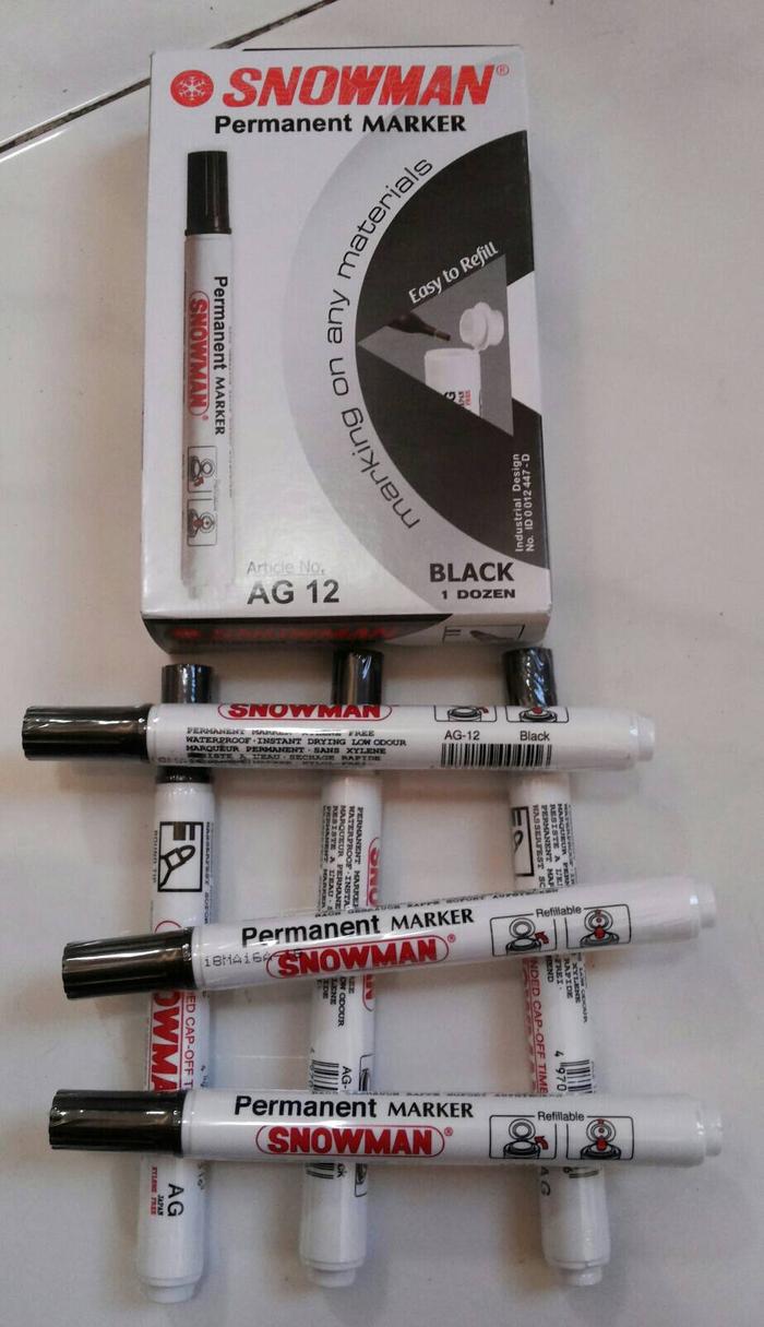 Jual Spidol Snowman Permanent Marker Ekonomis AG 12 / Tinta Permanen AG ...