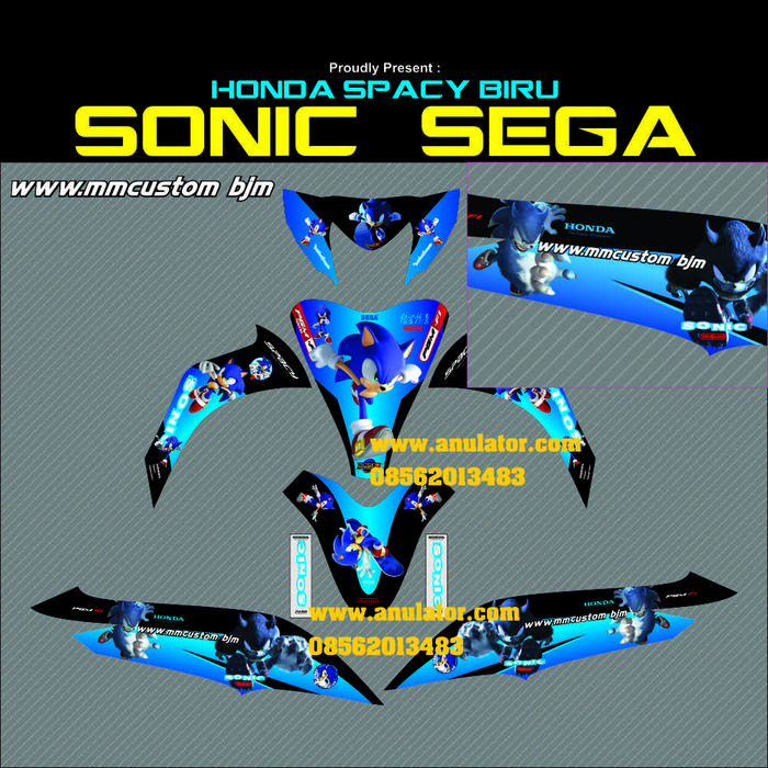 Jual Sticker striping motor stiker Honda Spacy Biru Sonic SPEC A - Kota ...