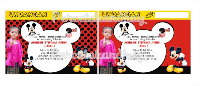 Jual KARTU UNDANGAN MICKEY MOUSE + FOTO - Kab. Bogor - PERCETAKAN DHUY ...