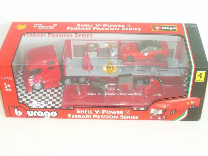 Jual Burago Shell V Power X Ferrari Passion Series-Hauler Truck Bburago ...