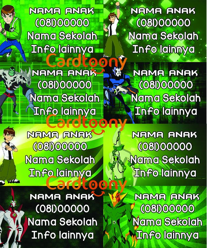 Jual Sticker / stiker label nama waterproof Ben 10 / Ben10 - Kota ...