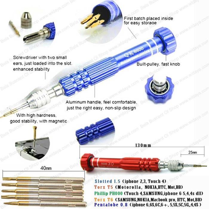 Jual Obeng Set Torx T5 T6 Philips PH000 Star Pentalobe 0.8mm Slot Flat ...