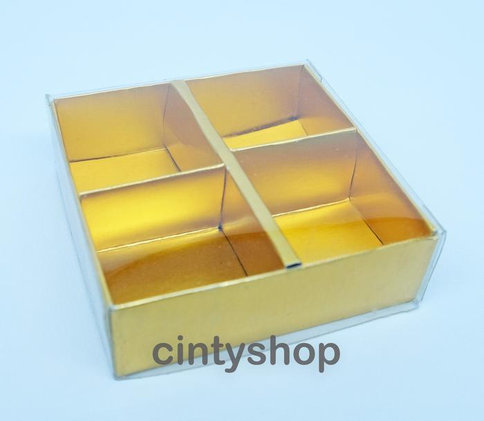 Jual Box Mika Sekat Emas / Box Praline / Box Coklat Sekat 4 (isi 10 Pcs ...