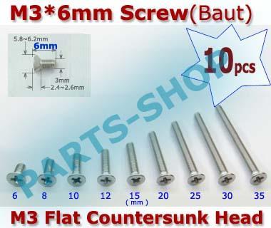 Jual Baut M3 3x6mm Flat Countersunk Head screw baud payung 3mm*6mm ...