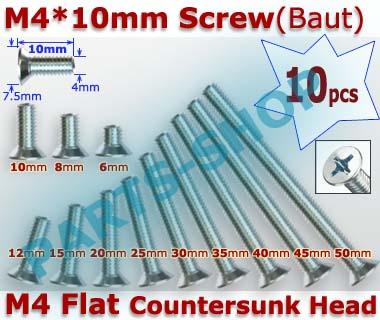 Jual Baut M4 4x10mm Flat Countersunk Head screw baud payung 4mm*10mm ...