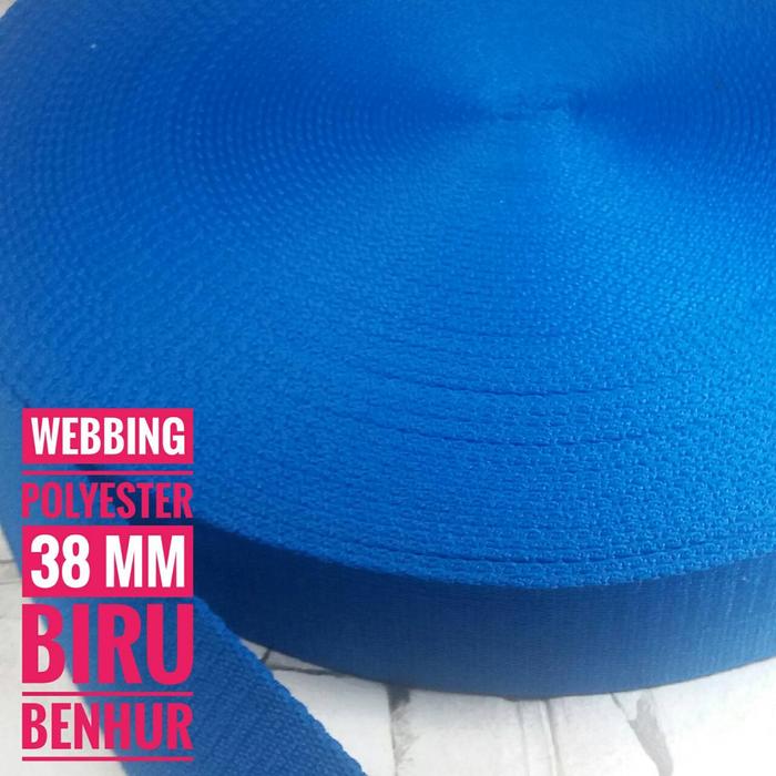Jual Tali Tas Webbing Polyester Tebal Halus 38 mm warna BIRU BENHUR ...