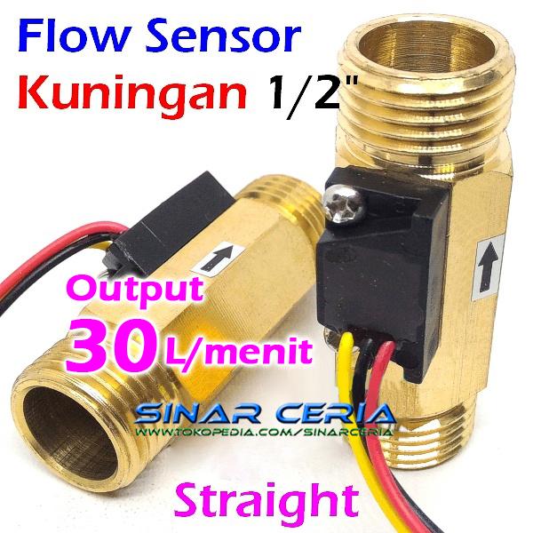 Jual Water Flow Sensor 1/2" Kuningan Aliran Air Cairan Liquid Meter 1 ...