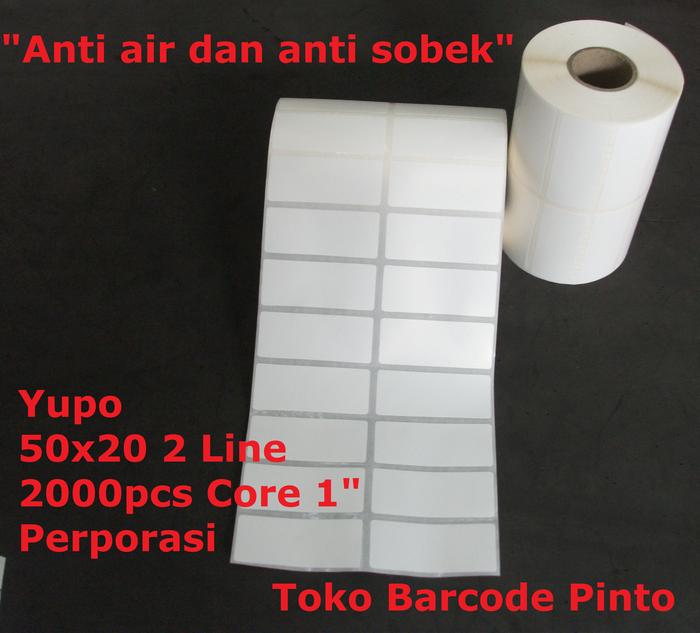Jual Yupo 50x20mm 2Line 2000p Gap3mm Core 1" Perforasi Label Stiker ...