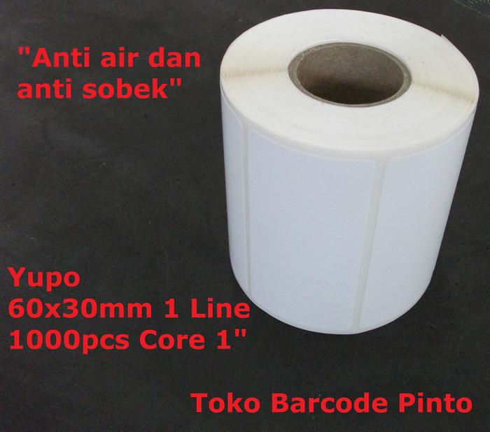 Jual Yupo 60x30mm Core 1" 1 Line 1000pcs Gap 2mm Label Sticker Barcode ...