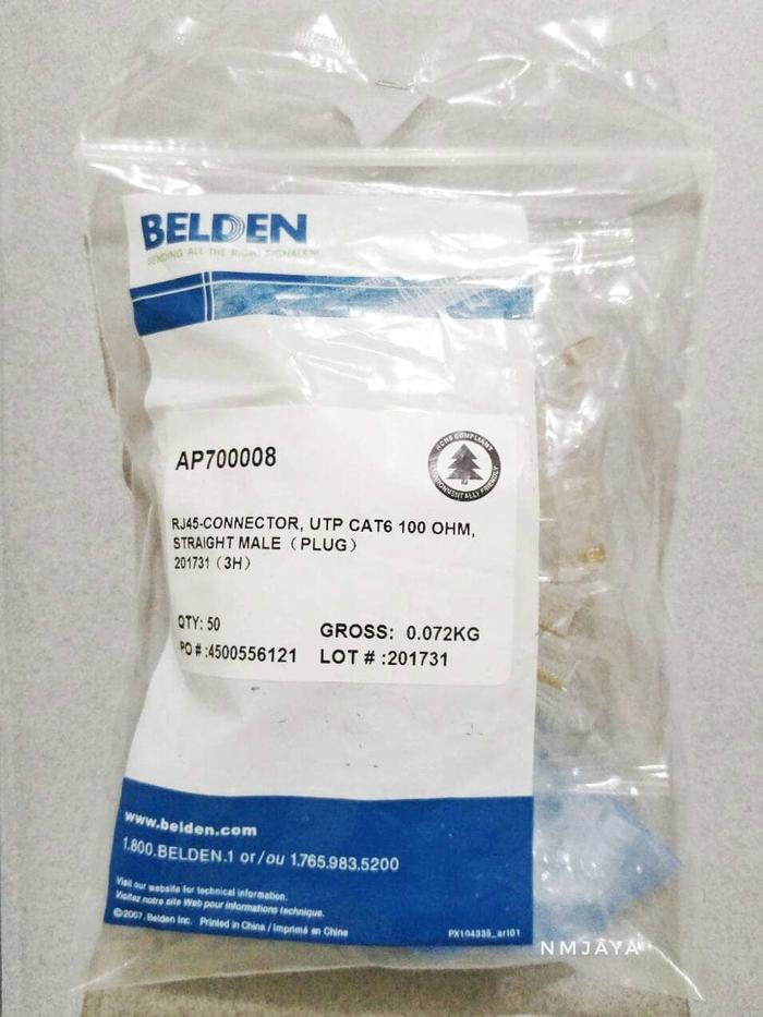 Jual RJ45 BELDEN / Connector RJ45 CAT6 / RJ 45 CAT6 Belden 50pcs ...