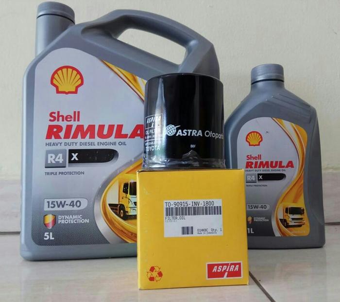 Jual Paket Oli Mobil Diesel SHELL RIMULA R4X 6 L + Filter Oli FORTUNER ...