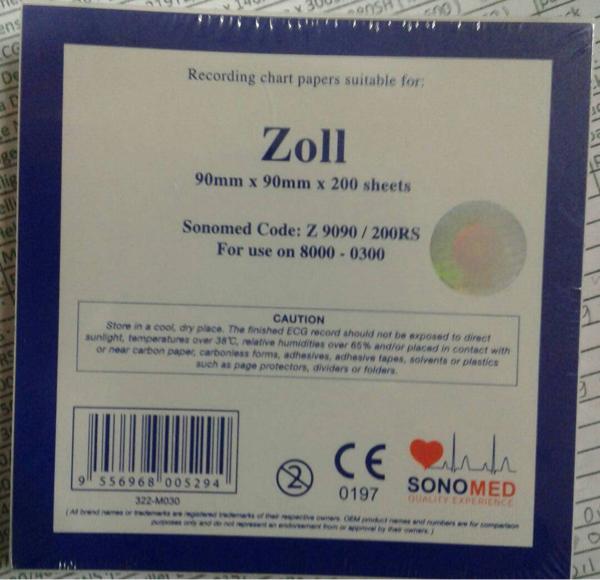 Jual kertas defibrilator/ ekg Zoll 8000-0300 uk 90mm x 90mm x 200sh ...