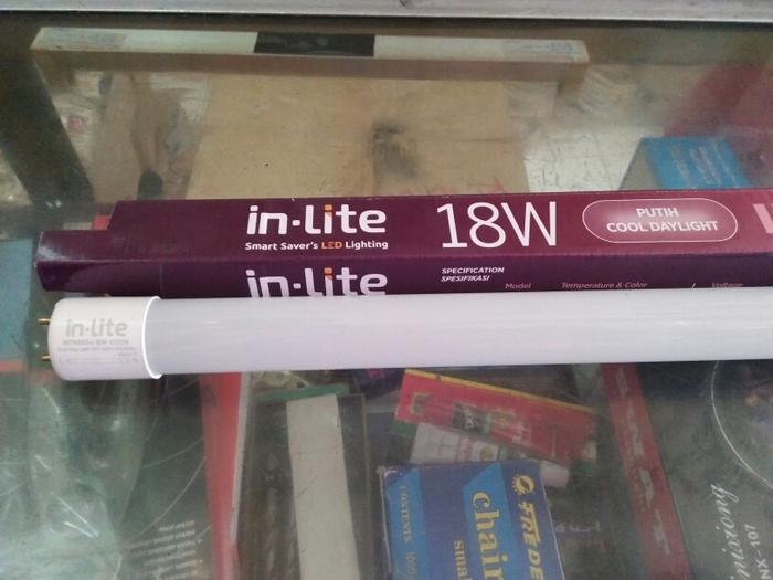 Jual Lampu TL LED/Neon LED T8 18w 120cm IN-LITE (kaca) INT8G004 - Kota ...