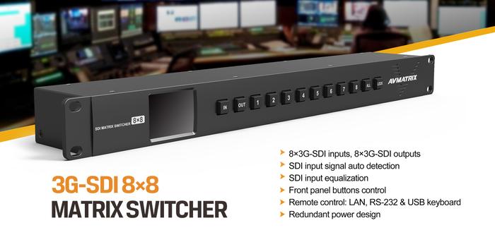 Jual AVMATRIX 8x8 3G-SDI Matrix Switcher - 8 In 8 Out - Routing DA ...