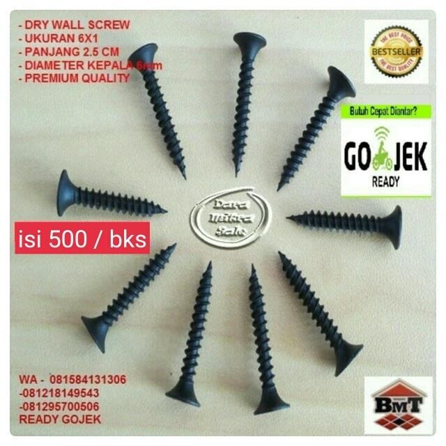 Jual Skrup 6x1 Drywall Screw Gypsum Plafon Hollow Genteng Metal ISI 500 ...