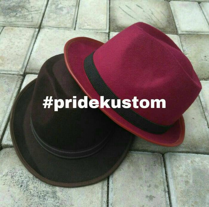Jual mafia hat topi fedora jaz kualitas premium coklat marun - Kota ...