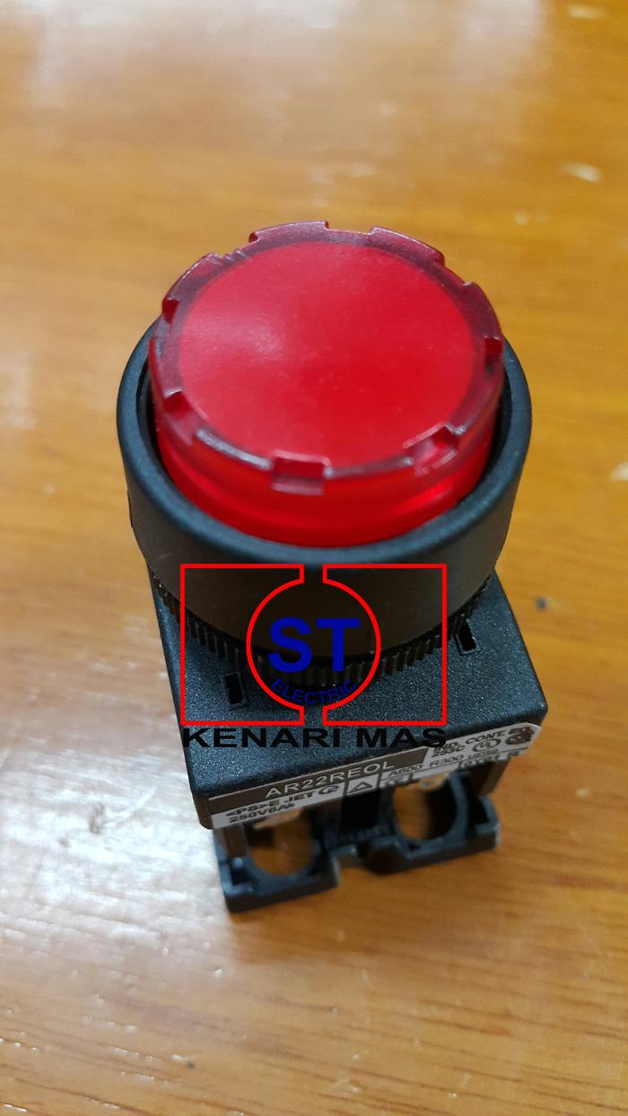 Jual Push Lamp Button Lock MERAH AR22-FEOL-G Shemsco 1 NC 22mm model ...