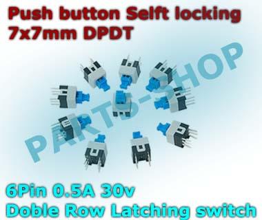 Jual Self-Locking Push Button 6 Pin 7x7mm Doble Row Latching Switch ...