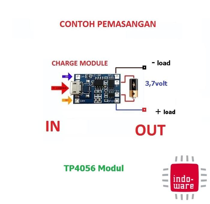 Jual TP4056 Charger Battery Micro usb Charging Modul 1A 5v dan Proteksi ...