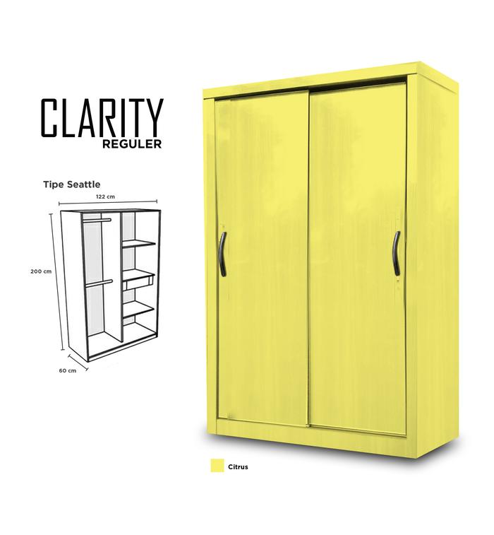 Jual Lemari Pakaian 2 Pintu Minimalis Clarity Door Sliding HPL kuning ...
