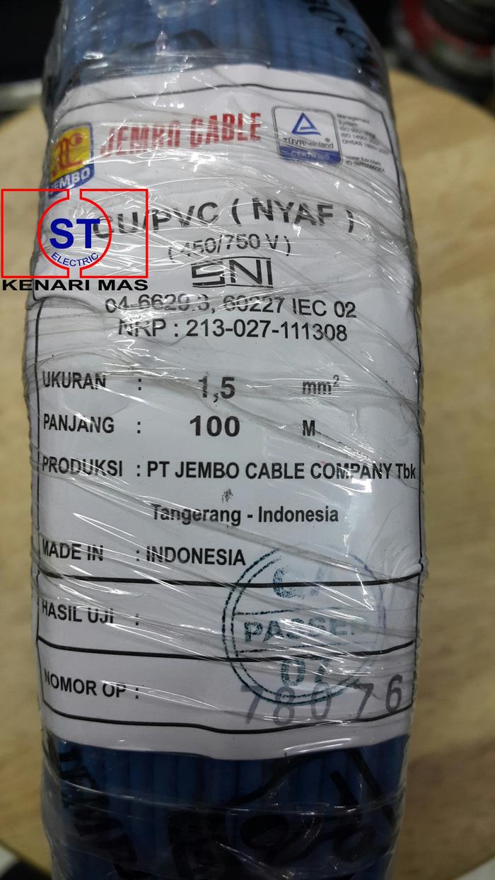 Jual Kabel NYAF / Kabel Serabut JEMBO 1.5mm / Roll /100meter Biru ...