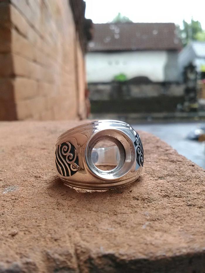 Jual emban cincin perak handmade bentuk bulat model tanam motif air ...