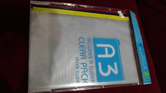 Jual Daiso A3 File Organizer Sleeve Slider x3 Tempat Kertas Dokumen Map ...