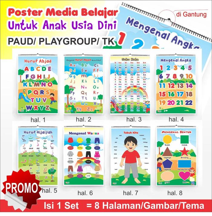 Jual Poster Belajar untuk PAUD/ Playgroup / TK (seperti kalender ...