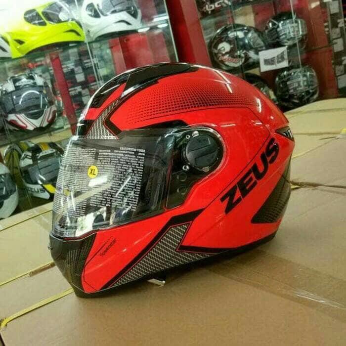 Jual ZEUS 811 red black AL6 merah hitam CBR helm fullface M L XL ...
