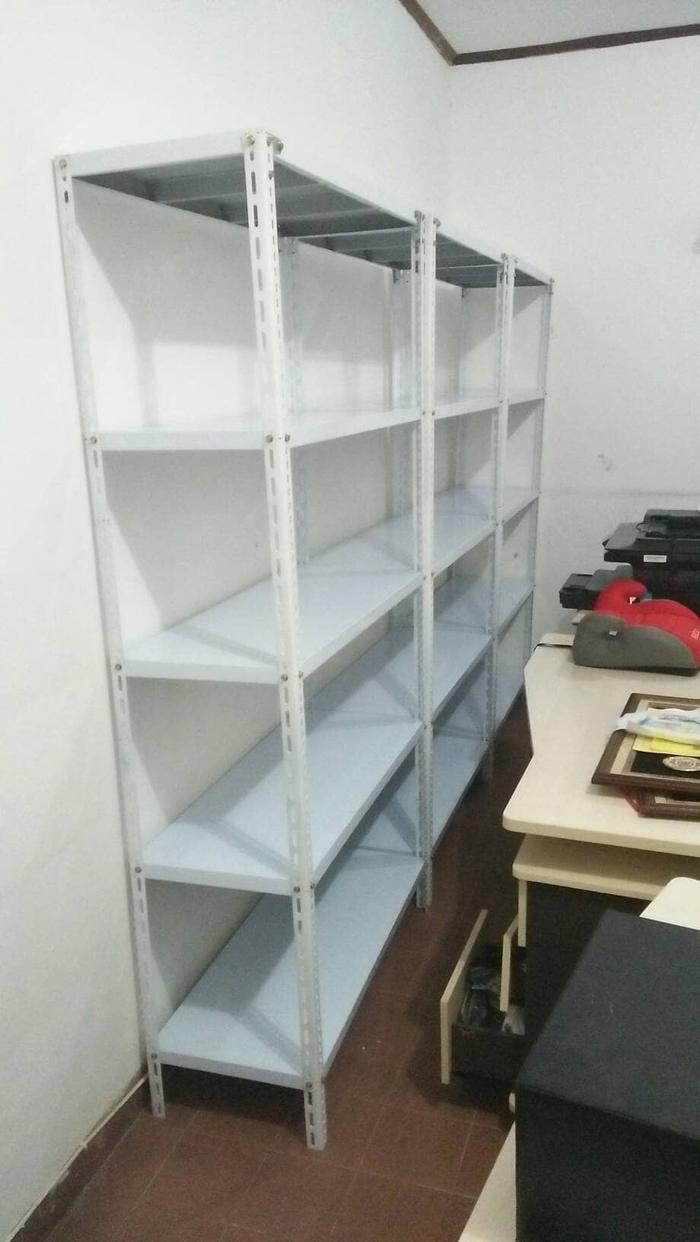 Jual Rak Besi gudang besi tiang putih tebal tiang 2 mm uk T2mxP1mxL40cm ...
