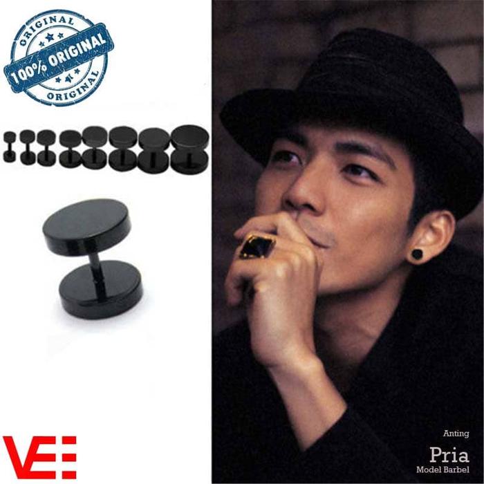 Jual VeE Anting Tindik Pria / Wanita Model Barbel Titanium Hitam - Kota ...