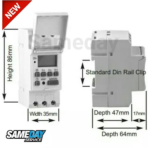 Jual Digital Timer Switch Programmable 220V On Off MCB Box Din Rail ...