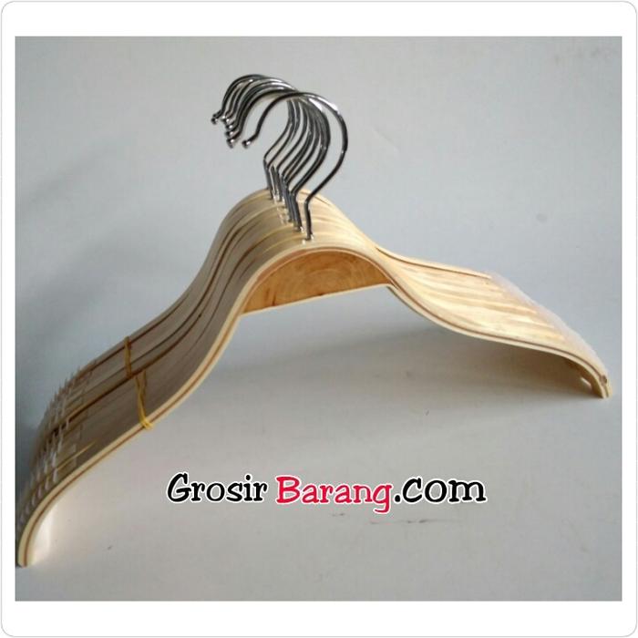 Jual Hanger Kayu zara butik hanger dress gantungan baju anti slip murah ...
