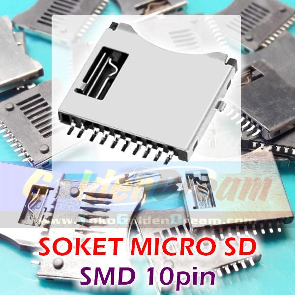 Jual Soket Micro SD Memory Card Slot TF Holder SMD 10 pin Shell Deck ...