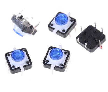 Jual Push Button LED 4p 12x12x7.3mm switch light Momentary Tactile Tact ...