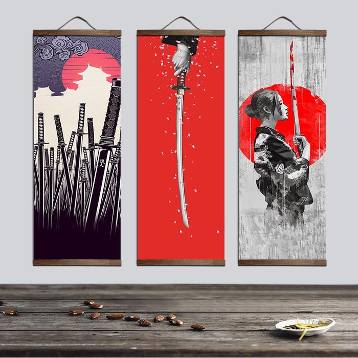 Jual Poster Kanvas Lukisan Samurai Jepang Ukiyoe HD Dekorasi Dinding ...