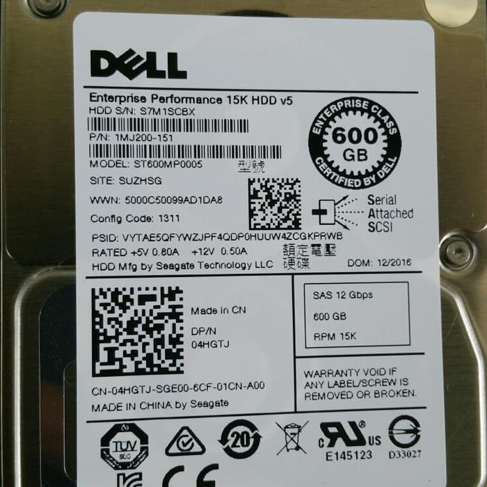 Jual HDD Dell 600GB 15K 12Gbps SAS 04HGTJ 2.5 inch harddisk Server ...