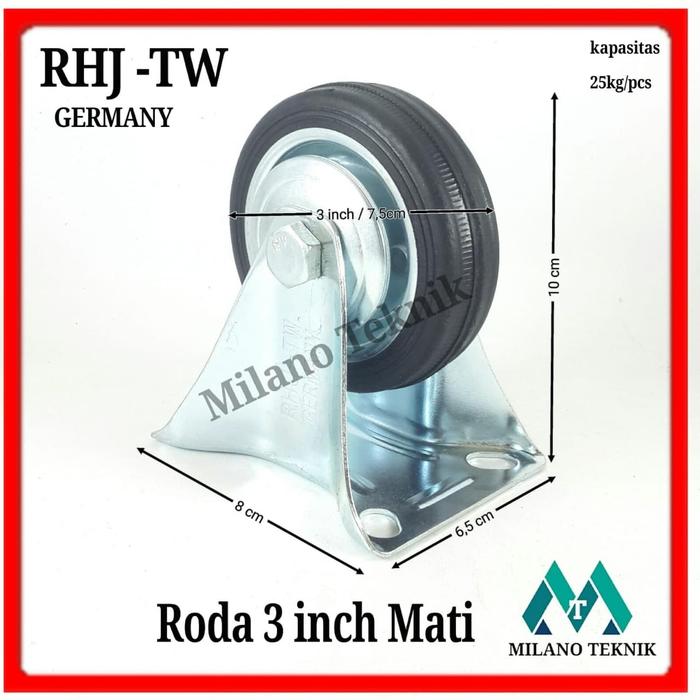 Jual roda 3" roda karet 3 inchi mati roda trolley 3 inci etalase ...