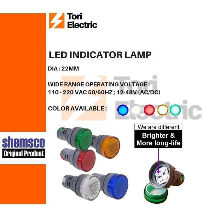 Jual SHEMSCO Pilot Lamp Indicator Lamp Lampu Indikator Panel LED 22mm G ...