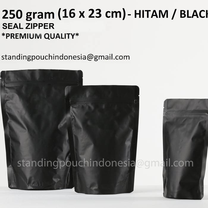 Jual Kemasan Snack Standing Pouch M - Medium (ZIPPER) HITAM *PREMIUM ...