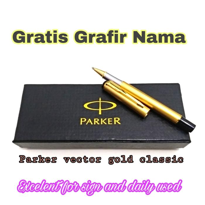 Jual pulpen sign pen parker vector classic gold gratis grafir nama ...