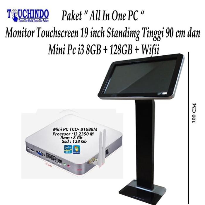 Promo Paket Monitor Touchscreen 19 inch Standing Tinggi 100 Cm + MiniPC ...