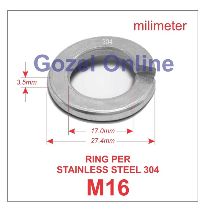 Jual M16 - Ring Per - Spring washer Stainless Steel 304 - Kota Bekasi ...