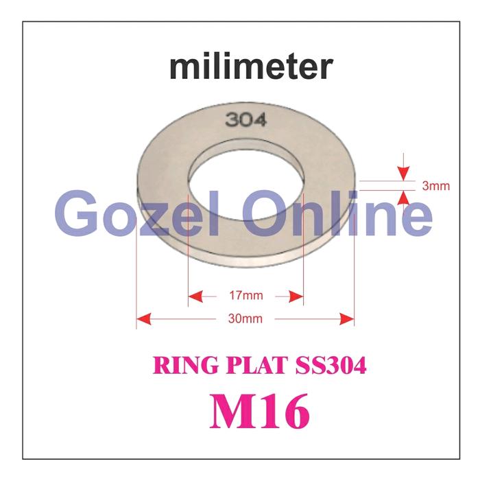 Jual M16 - Ring Plat - Plate washer Stainless Steel 304 - 25pcs - Kota ...