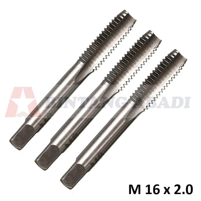 Jual Asahi Hand Tap Tangan M16 x 2.0" Set 3 Pcs Pembuat Ulir Drat Baut ...