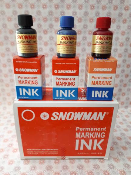 Jual Isi Ulang Tinta Permanen/Refill Ink Spidol Snowman Permanen ...