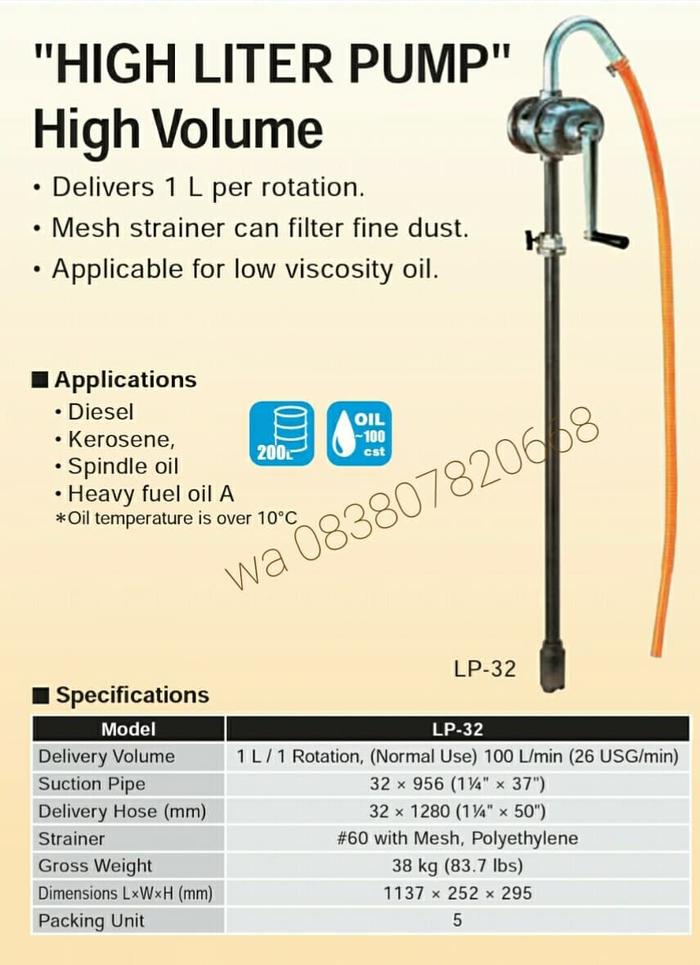 Jual HAND PUMP KOSHIN / POMPA TANGAN KOSHIN LP 32 / DRUM PUMP - Jakarta Barat - Cemerlang Tehnik ...